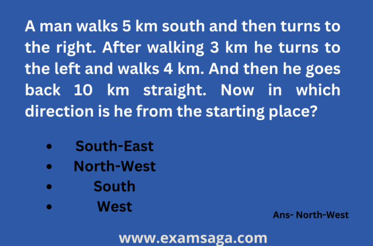 Direction Sense Test Questions and Answers – EXAMSAGA